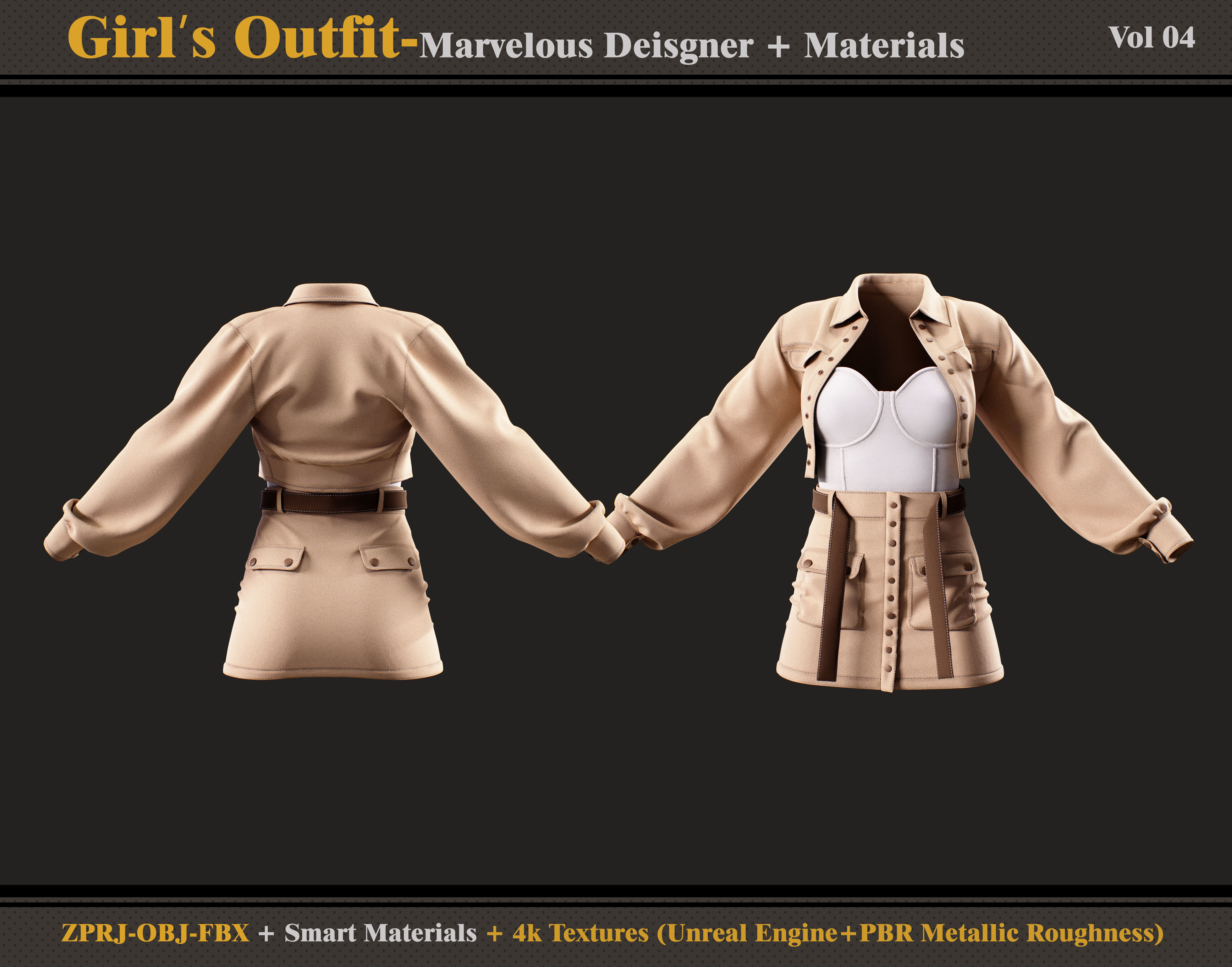 Girl Outfit-zprj-fbx-obj-materials 3D model | CGTrader