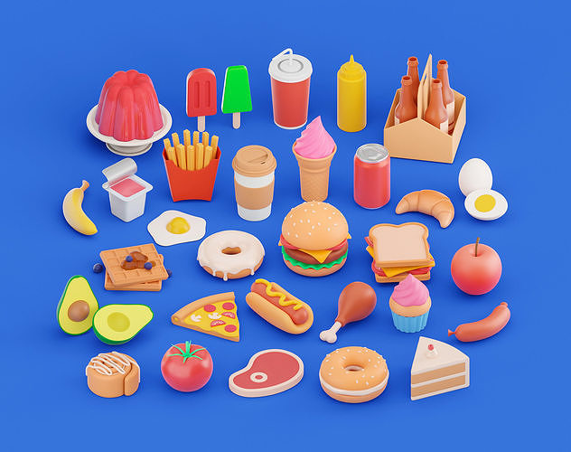 Stylized Food 3D Model Pack 3D model | CGTrader