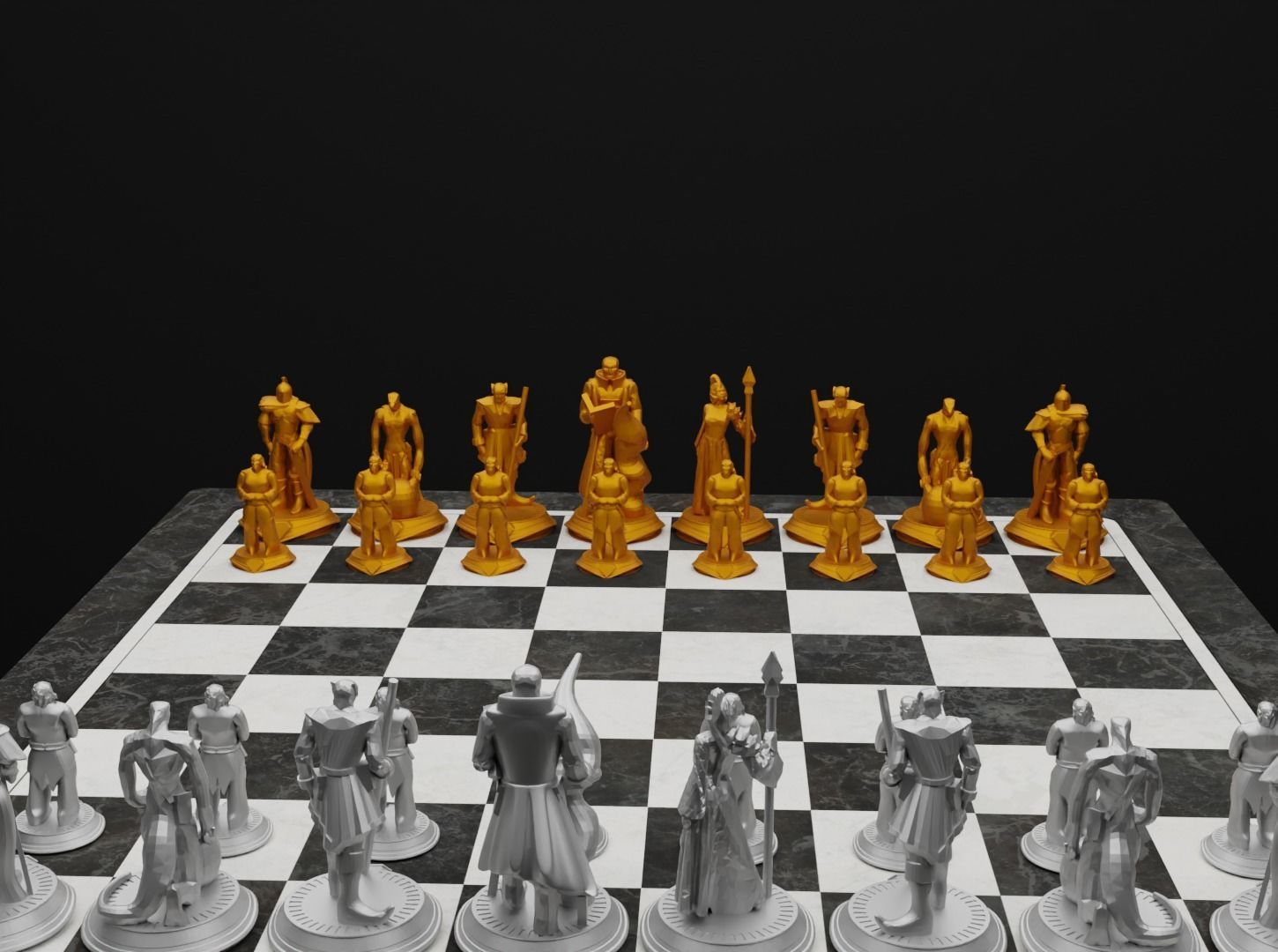 Knight - Crusader V3 Chess Set - 6 Chess Pieces 3D print model 3D model ...