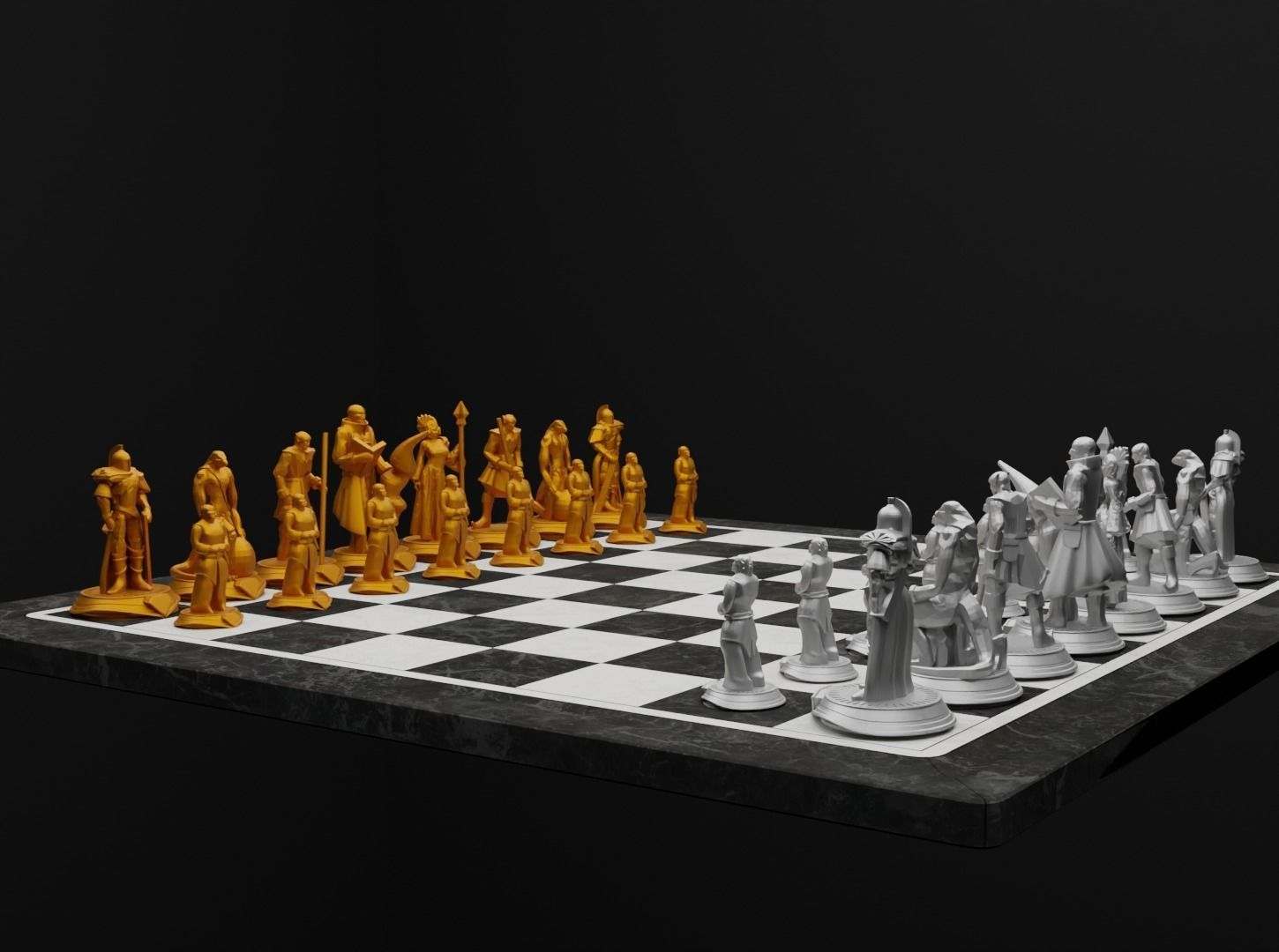 Knight - Crusader V3 Chess Set - 6 Chess Pieces 3D print model 3D model ...