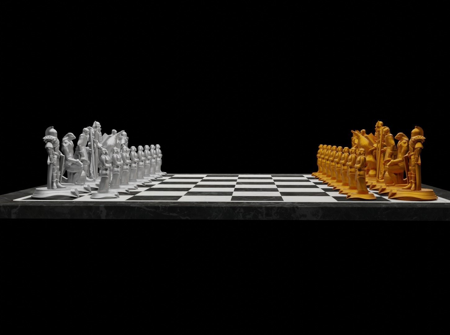 Knight - Crusader V3 Chess Set - 6 Chess Pieces 3D print model 3D model ...