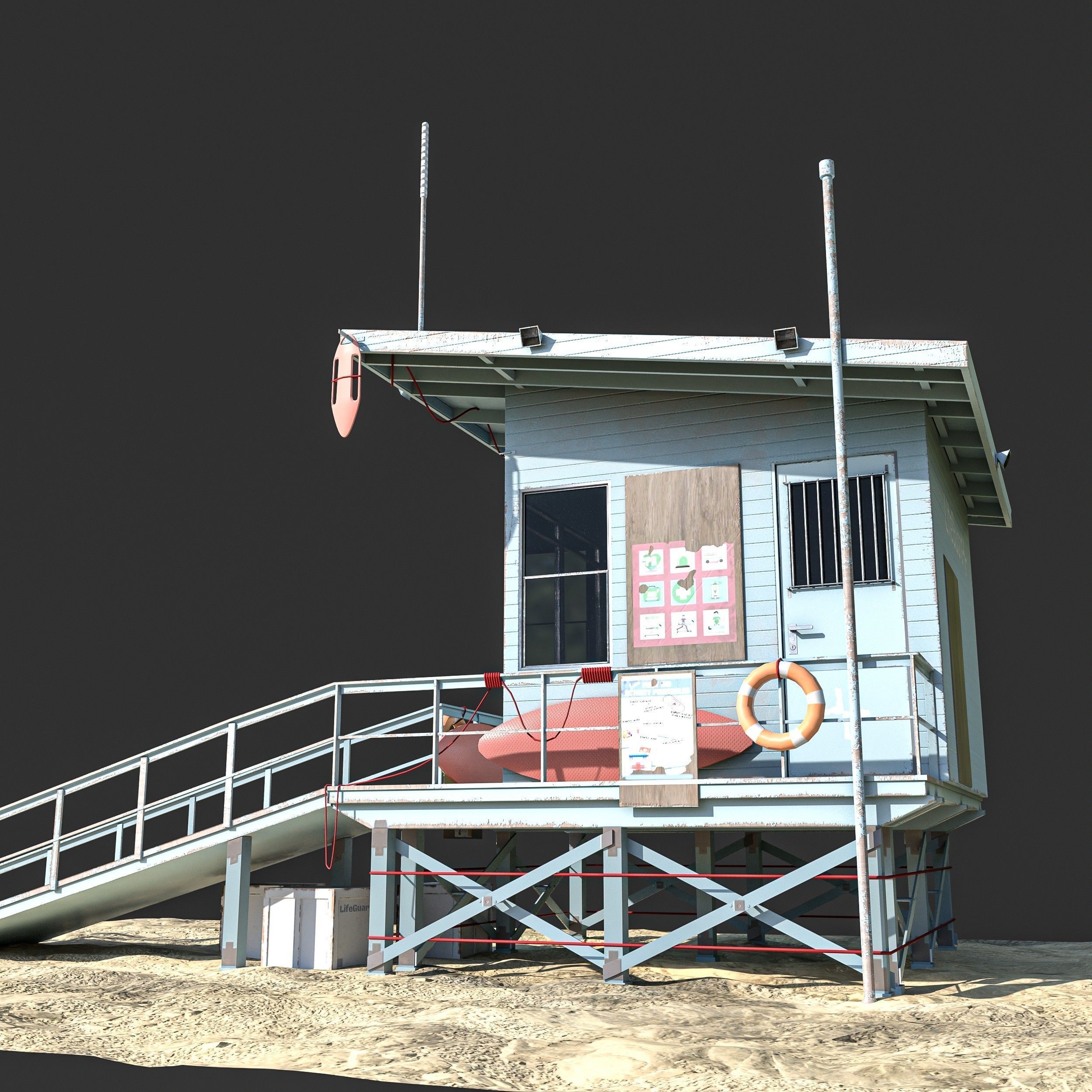 3D model Beach Lifeguard Cabin VR / AR / low-poly | CGTrader