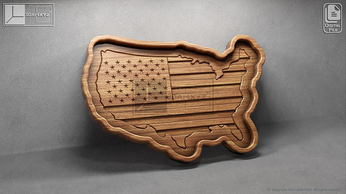US Map Tray - CNC Files for Wood 3D model | CGTrader
