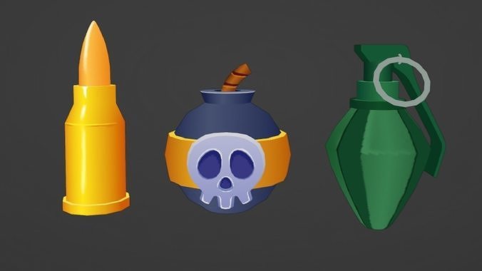 3D model Bombs and Bullets Lowpolly cartoon VR / AR / low-poly | CGTrader