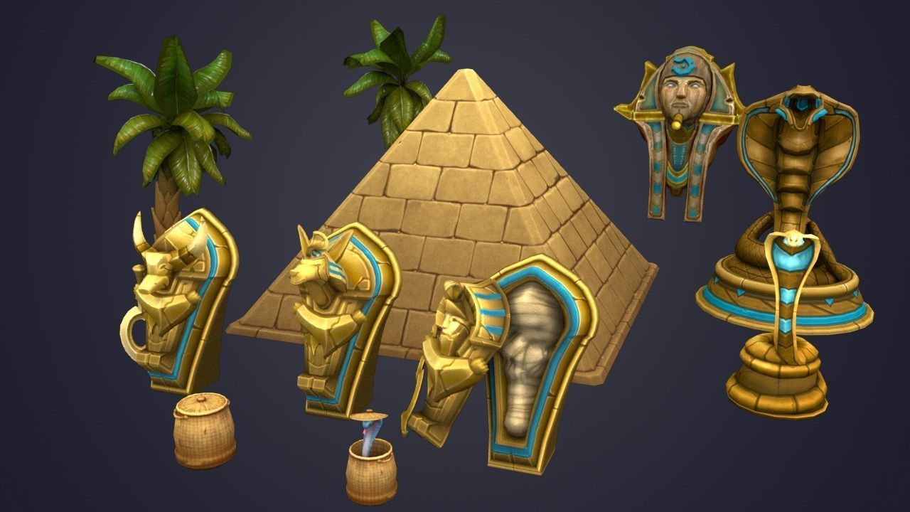 3D model Ancient egyptian pharaohs buildings 3D model VR / AR / low ...