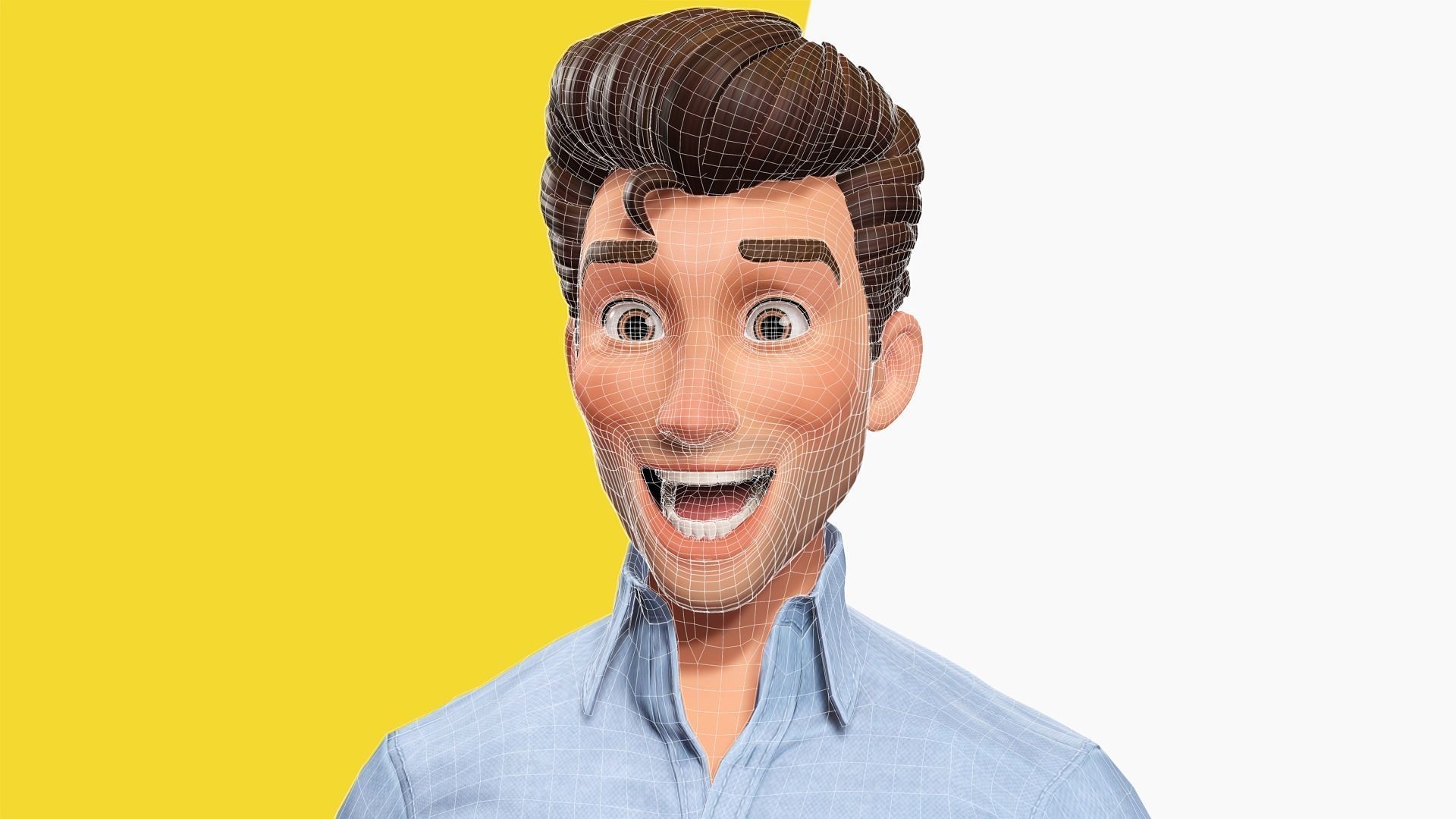 3D model Classic Cartoon Man Rigged model RealTime Male 3D toon VR / AR ...