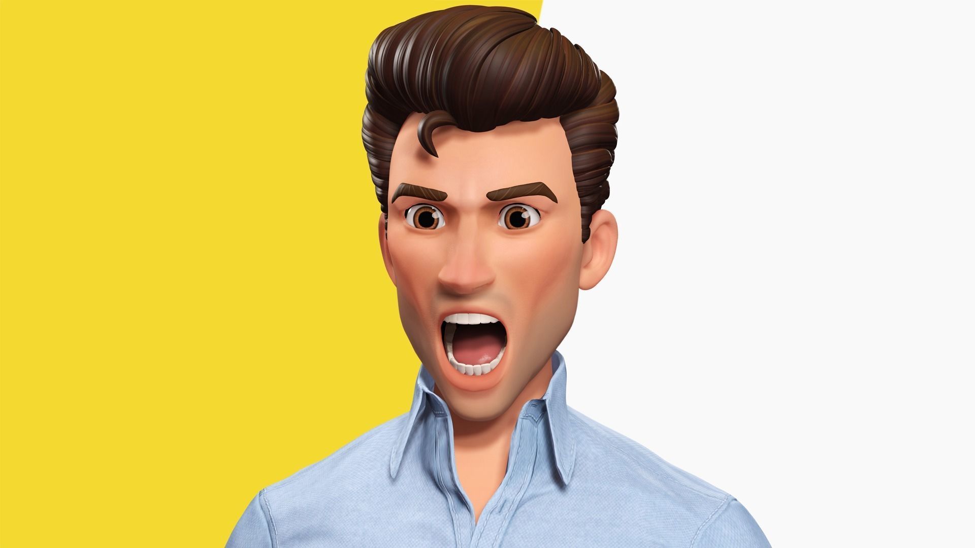 3D model Classic Cartoon Man Rigged model RealTime Male 3D toon VR / AR ...