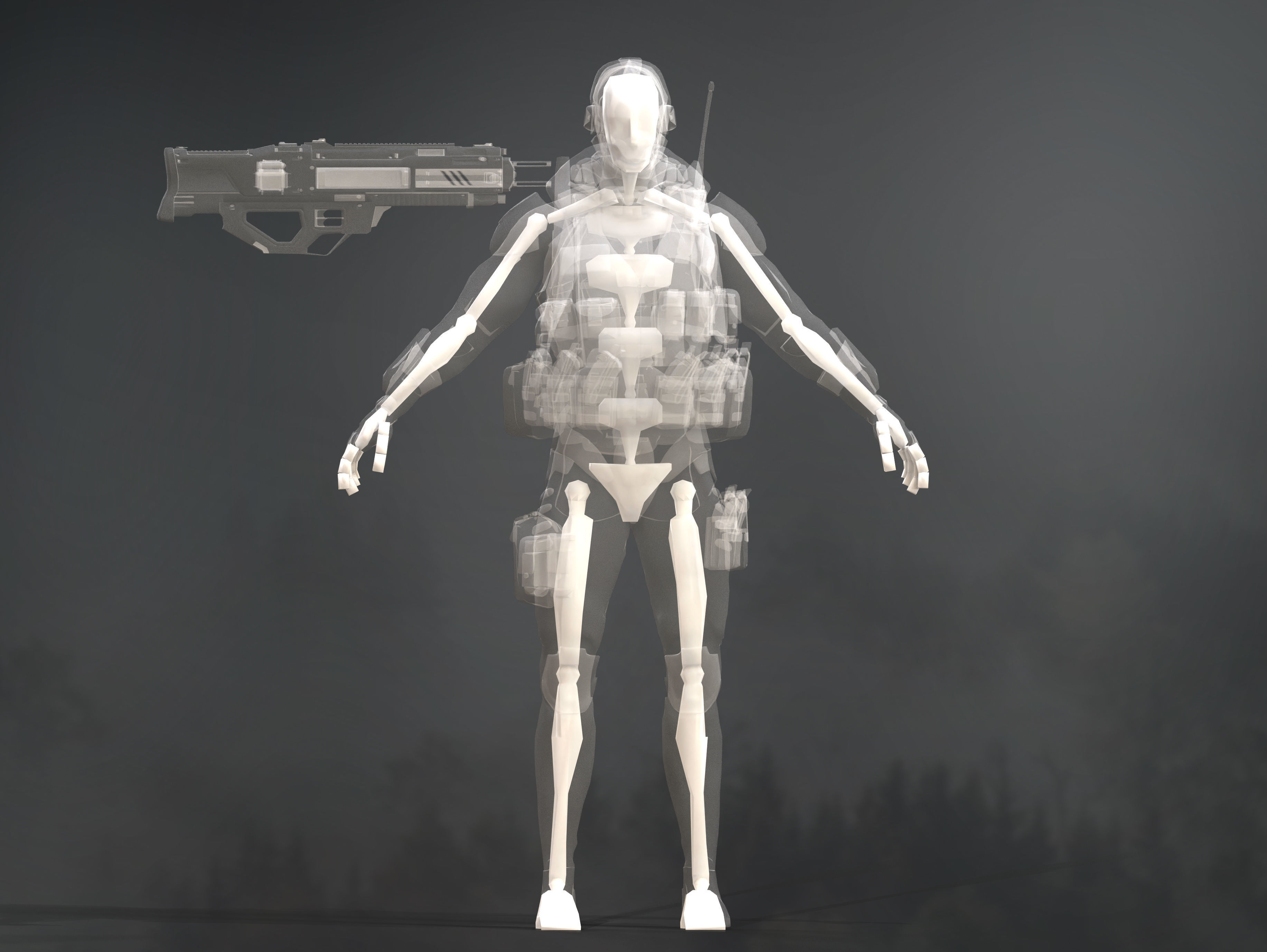 3D model Sci Fi Ghost Soldier VR / AR / low-poly | CGTrader