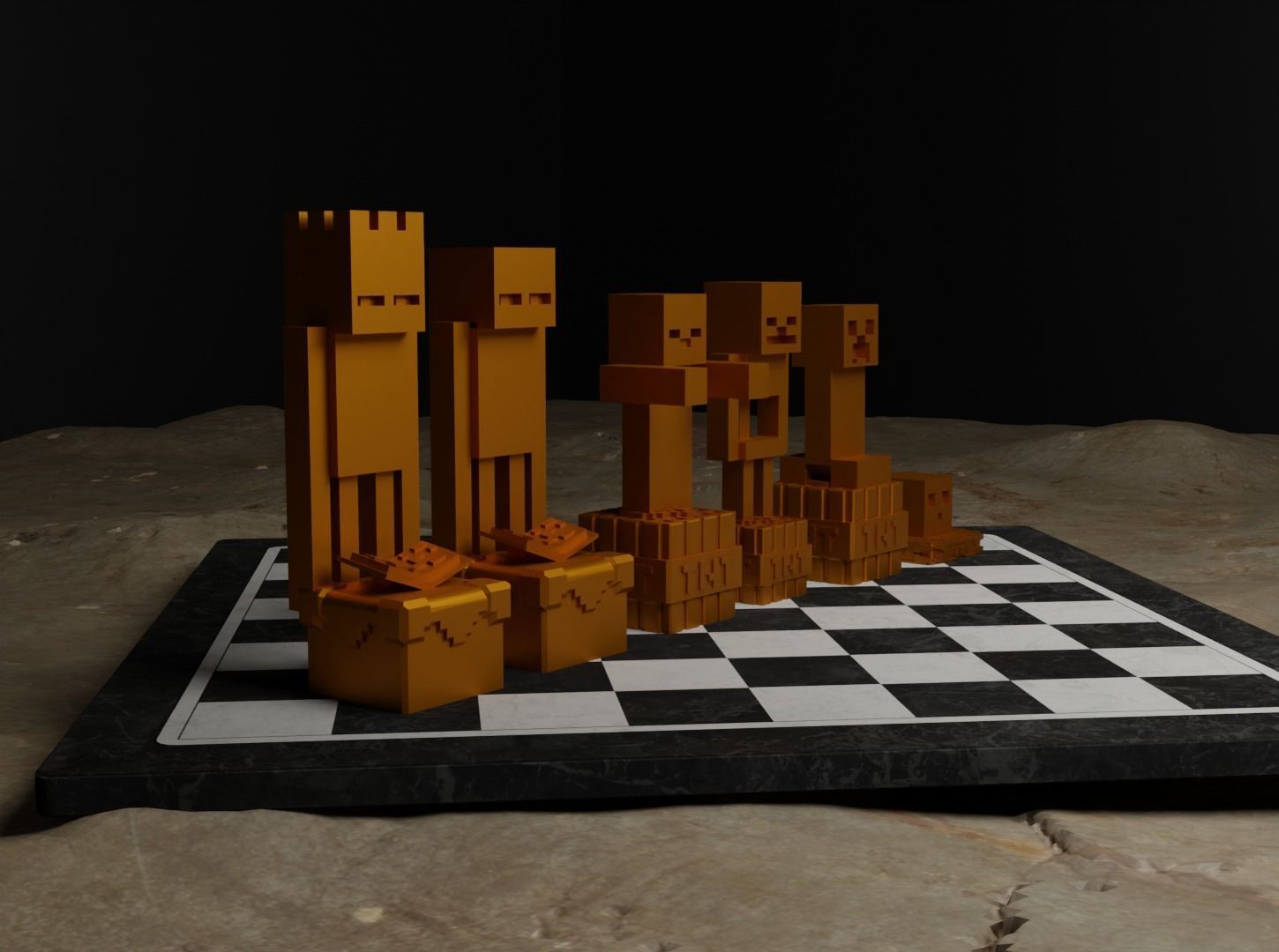 Minecraft Figure Chess Set - TnT Minecraft Character 3D model 3D ...