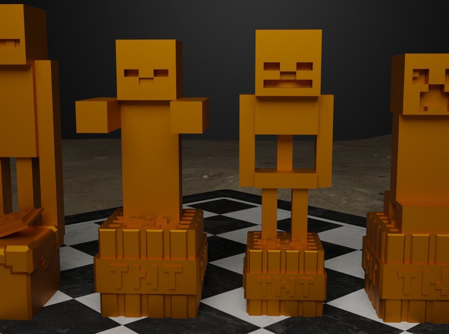 Minecraft Figure Chess Set - TnT Minecraft Character 3D model 3D ...