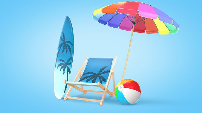 3D model Beach Pack VR / AR / low-poly | CGTrader