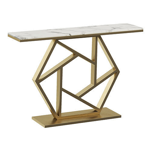 Rectangular Gold Console Table Marble by Homary 3D model | CGTrader