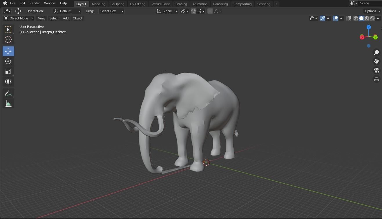 Elephant Base Mesh Low-poly 3D model free VR / AR / low-poly 3D model ...
