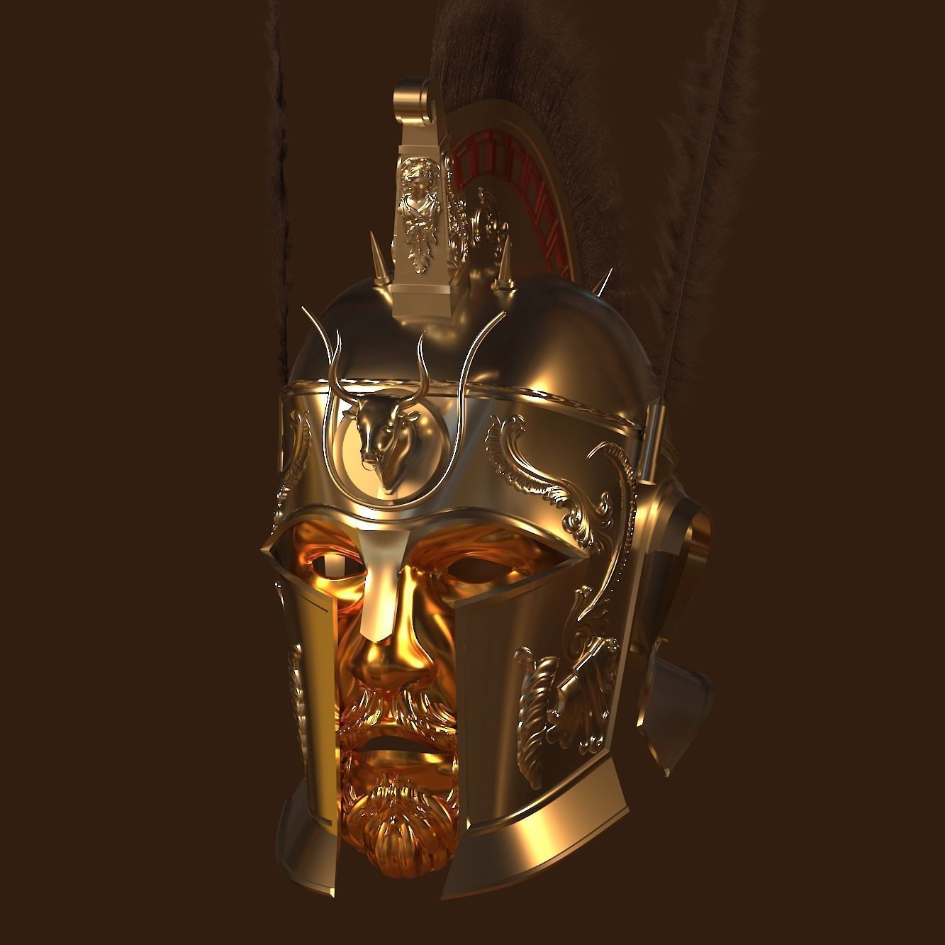 Ceremonial Corinthian - Roman Style General Helmet with Mask 3D model ...