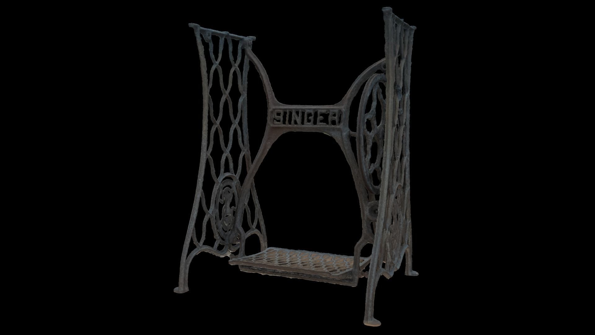 Antique Singer sewing machine stand 3D model | CGTrader