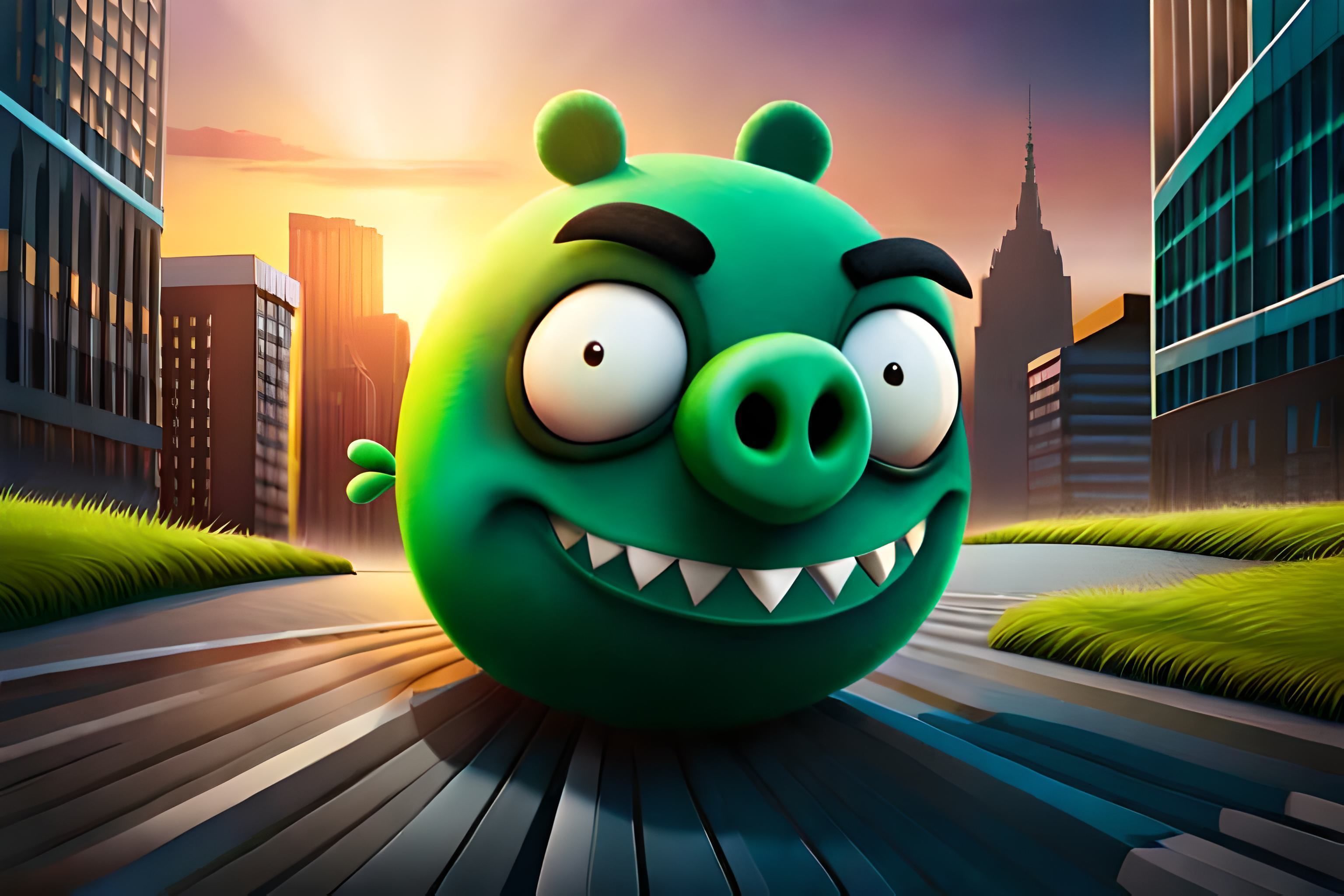 3D model Game Package Building a Green Piggy Rosa VR / AR / low-poly ...