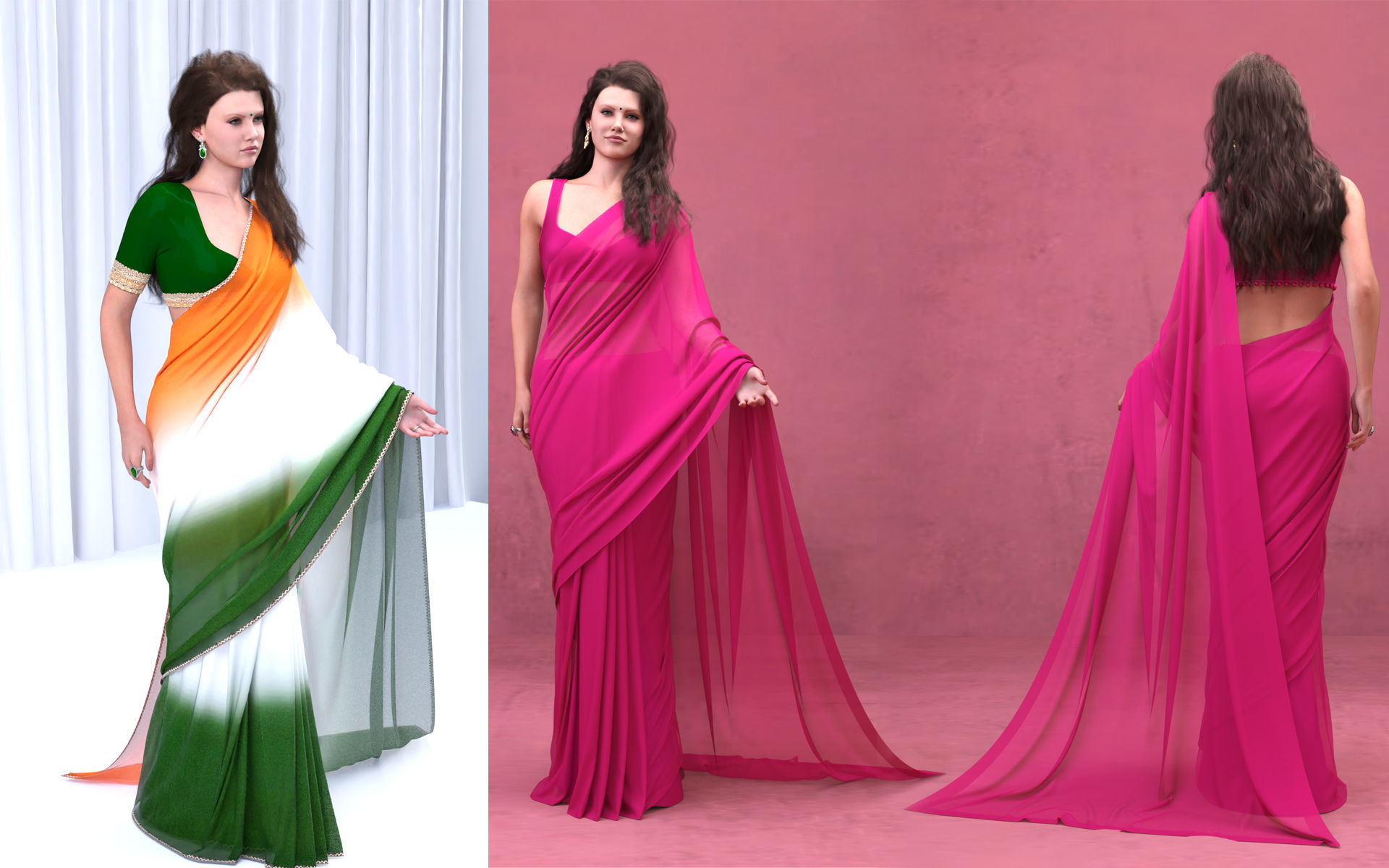 Saree 3D model | CGTrader