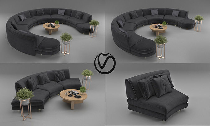 Round Sofa Set 2 3D model | CGTrader