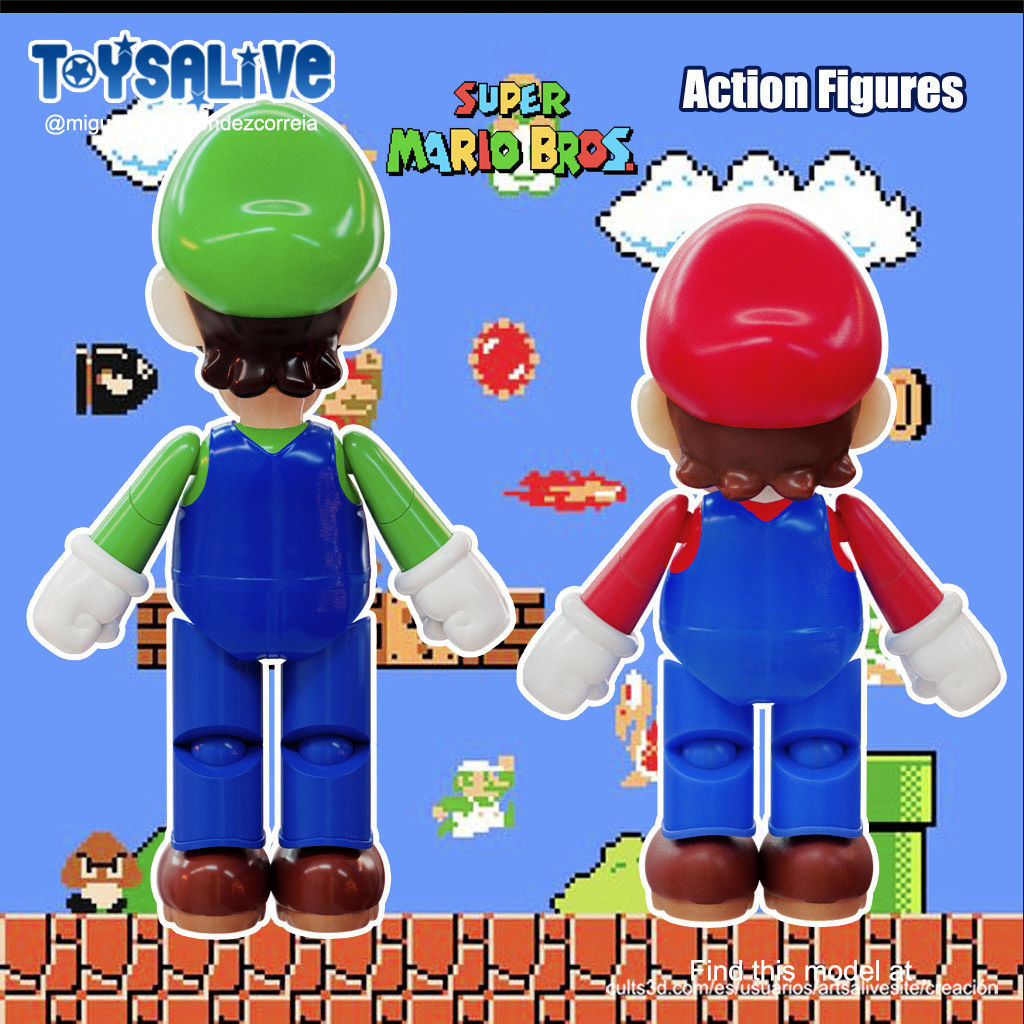 SUPER MARIO BROS ACTION FIGURES 3D model 3D printable | CGTrader