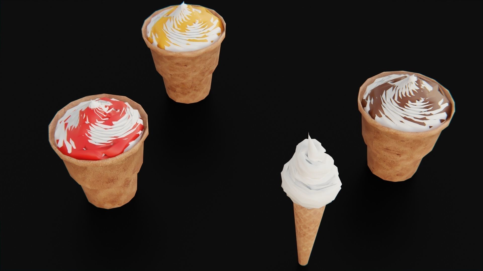 3D model Ice cream cone pack VR / AR / low-poly | CGTrader