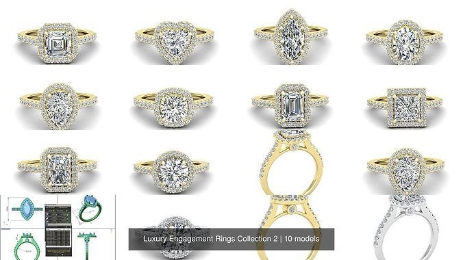 Luxury Engagement Rings Collection 2 3D printable | CGTrader
