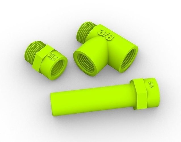 Connection pipe T 3 8 - 1 4 - 3D Model File STL 3D print model free 3D model 3D printable | CGTrader