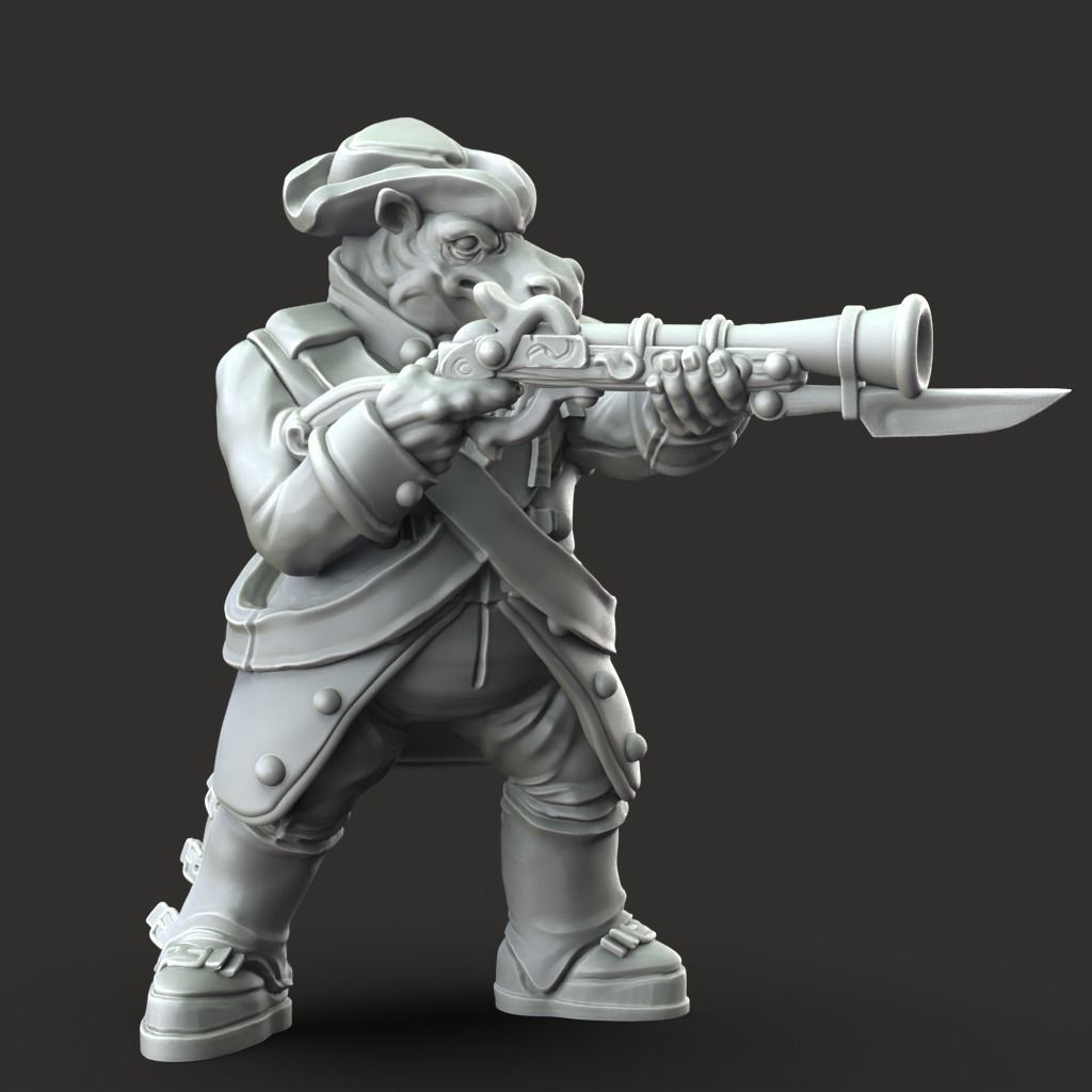 Giff Rifflemen - 3D Printable TTRPG - PRESUPPORTED - 32mm 3D model 3D ...