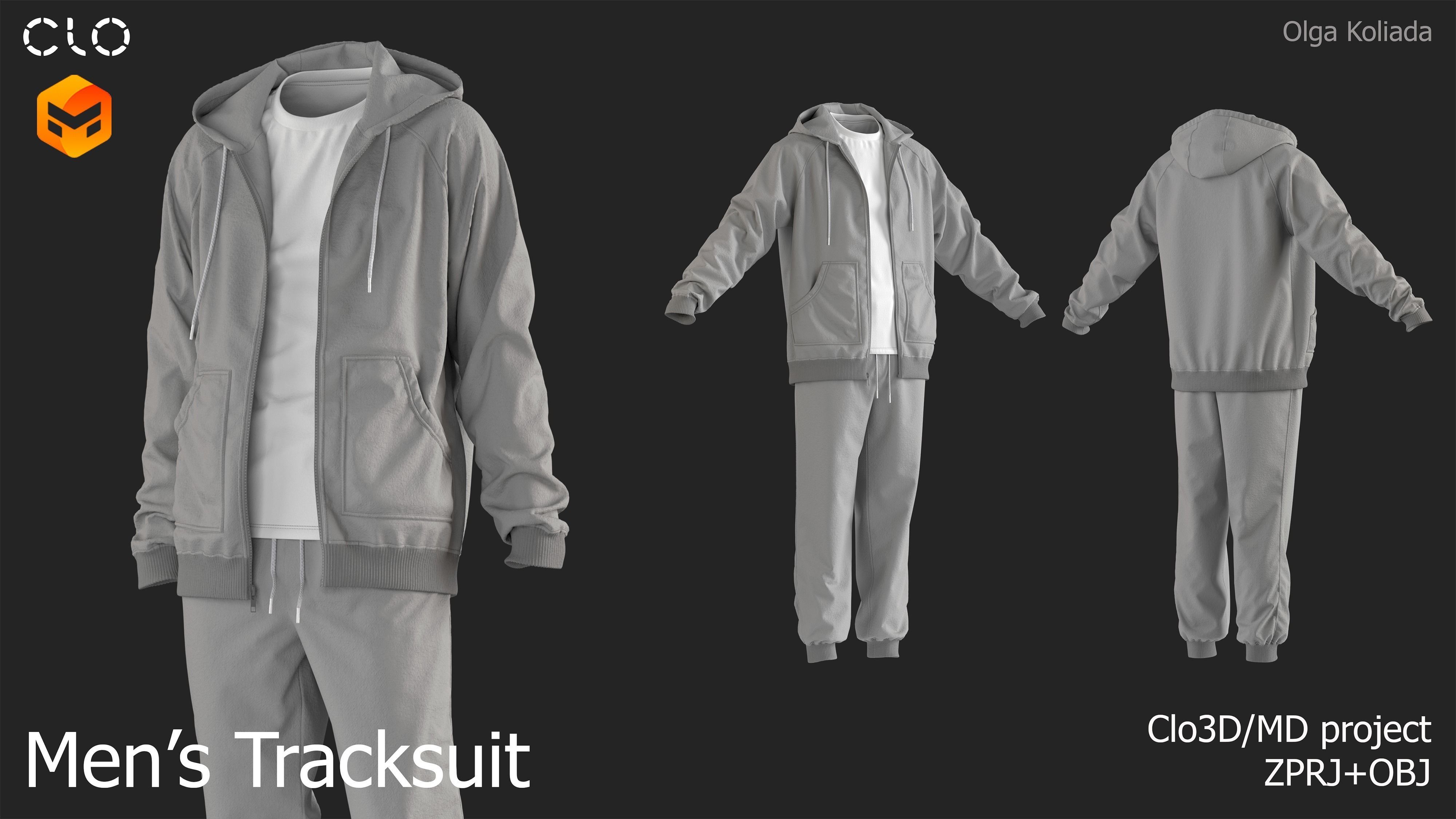 Tracksuit Marvelous Designer project and OBJ 3D model | CGTrader