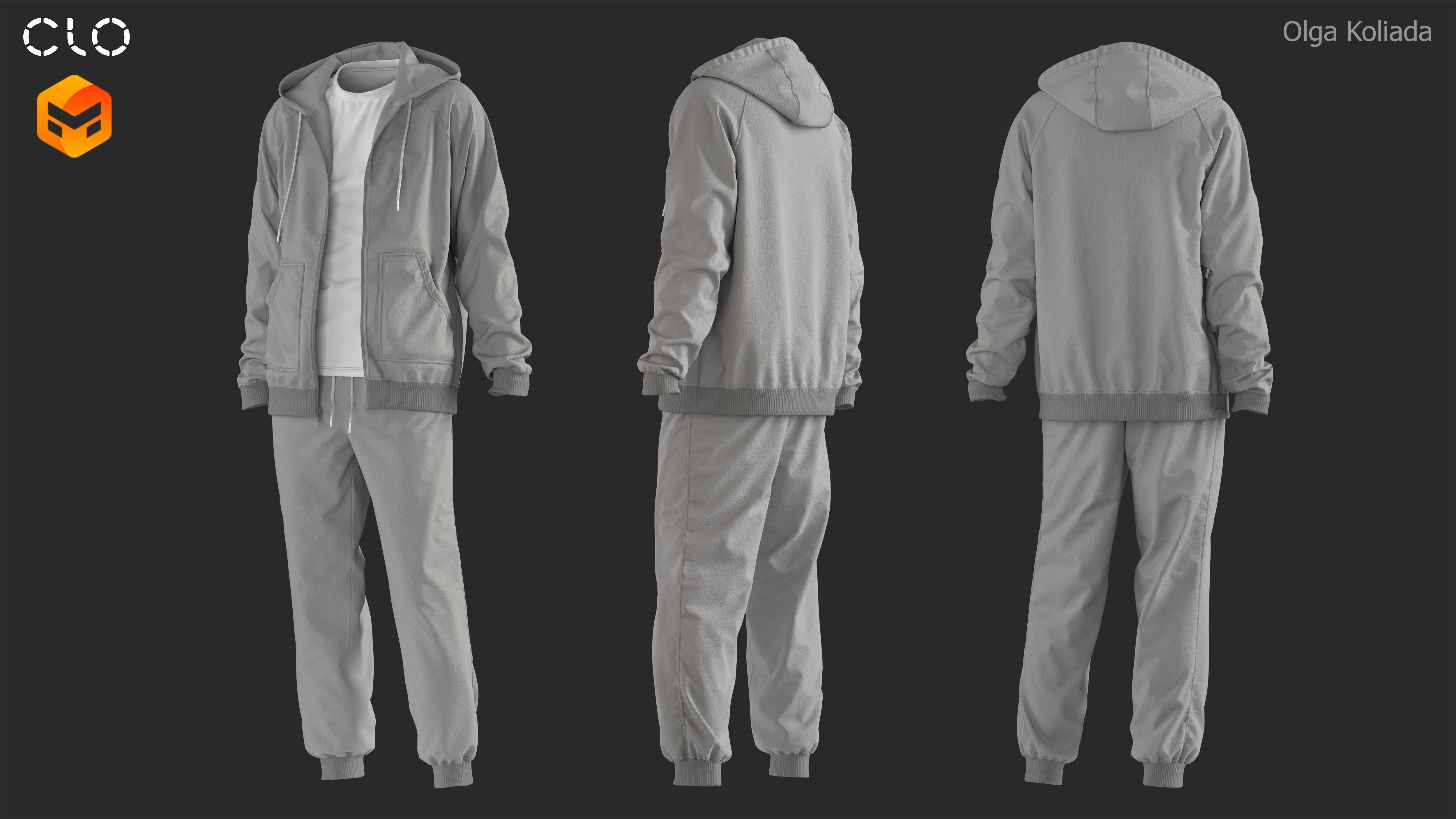 Tracksuit Marvelous Designer project and OBJ 3D model | CGTrader