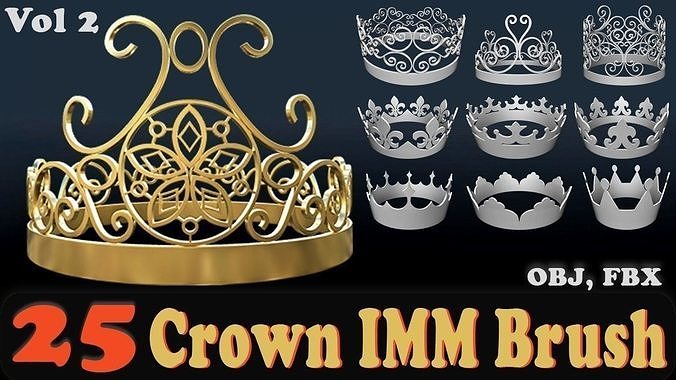 3D model 25 Crown IMM Brush Vol 2 VR / AR / low-poly | CGTrader