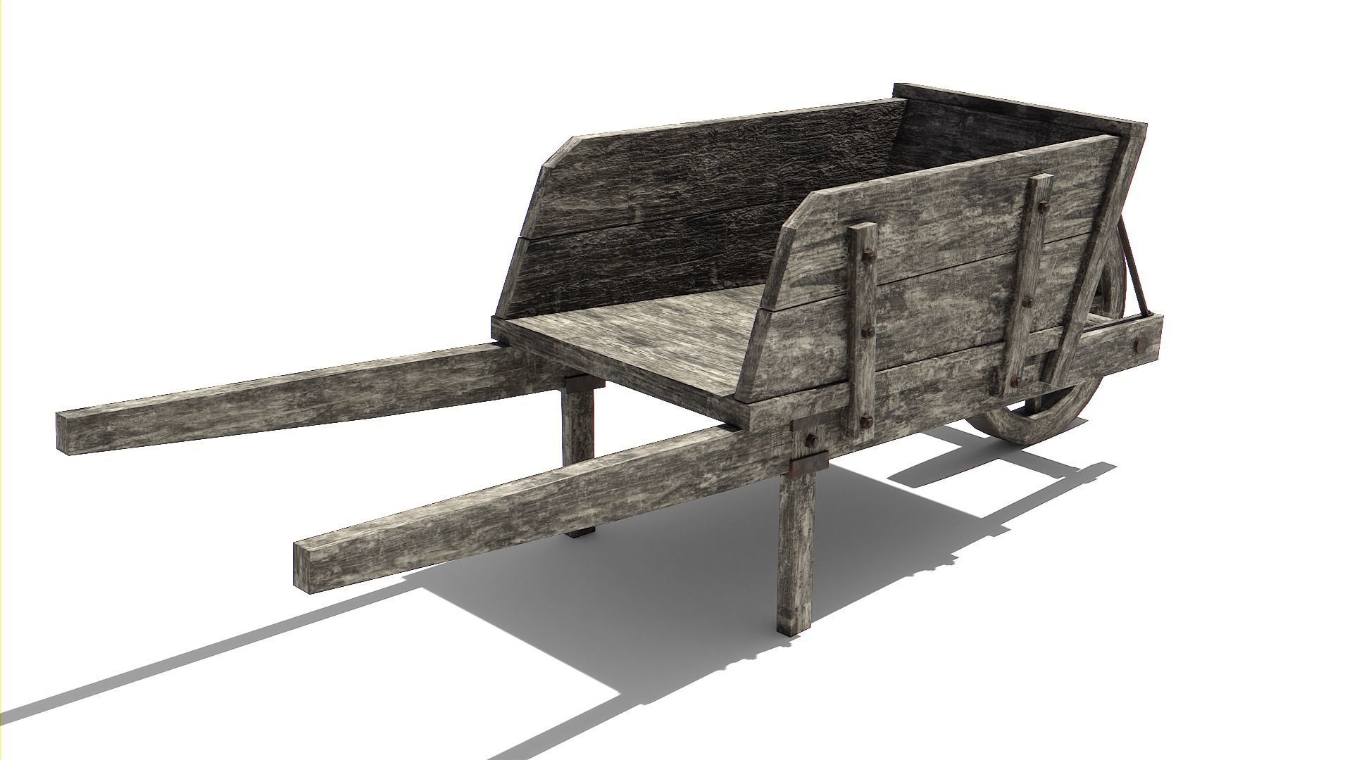 3D model Wooden Wheelbarrow VR / AR / low-poly | CGTrader