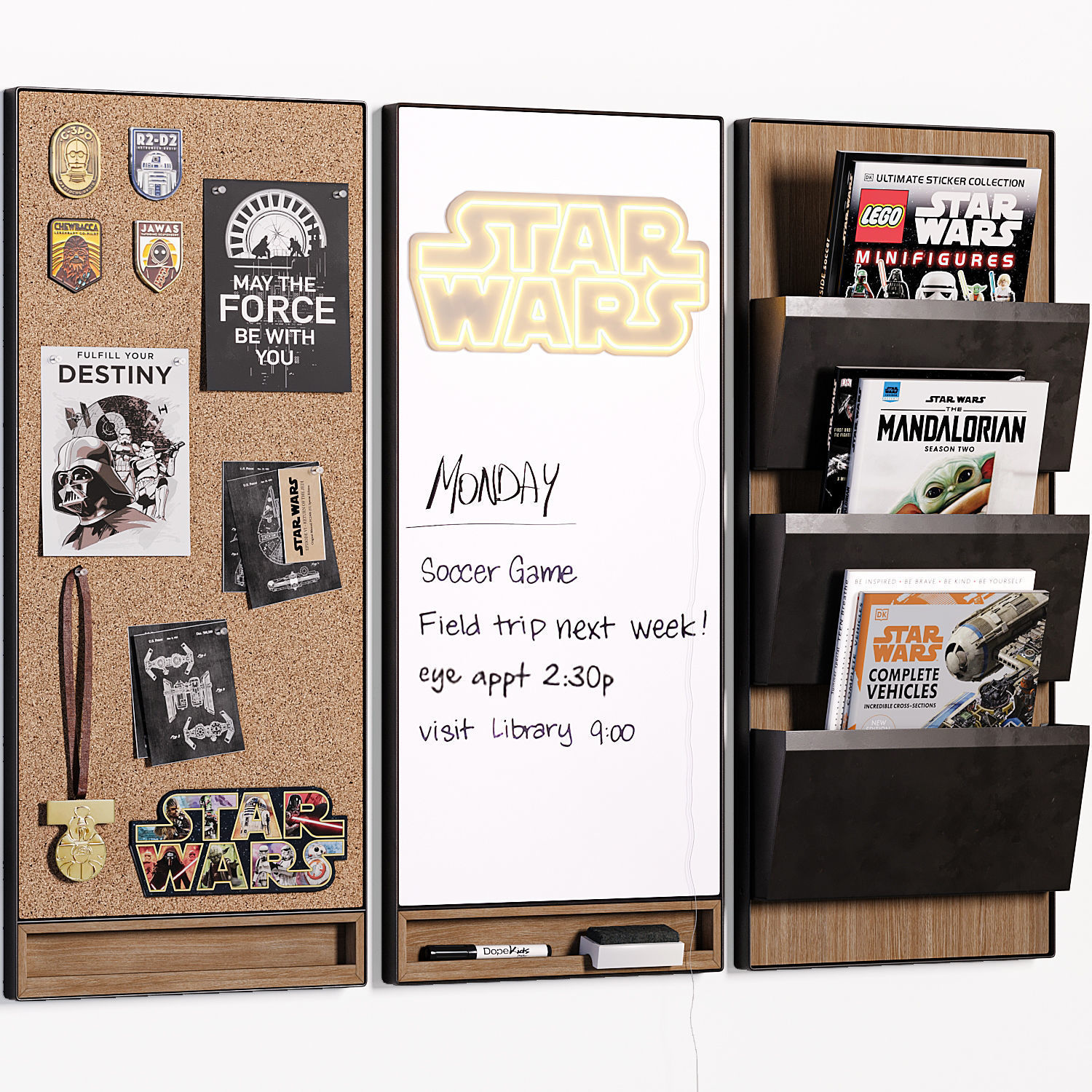 Pottery Barn Star Wars Corkboard Whiteboard File Organizer 3D model ...
