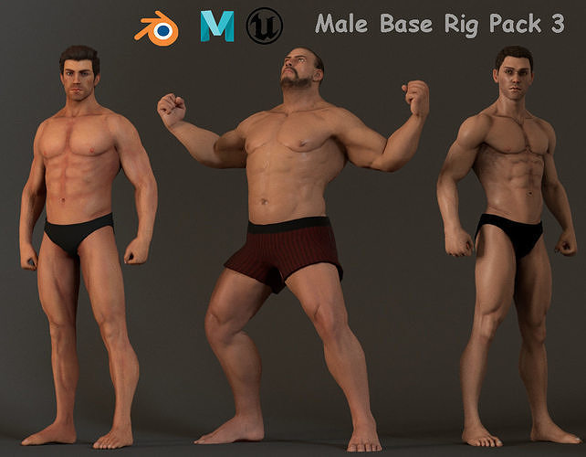 3D model MaleBase Three Rig Pack VR / AR / low-poly | CGTrader