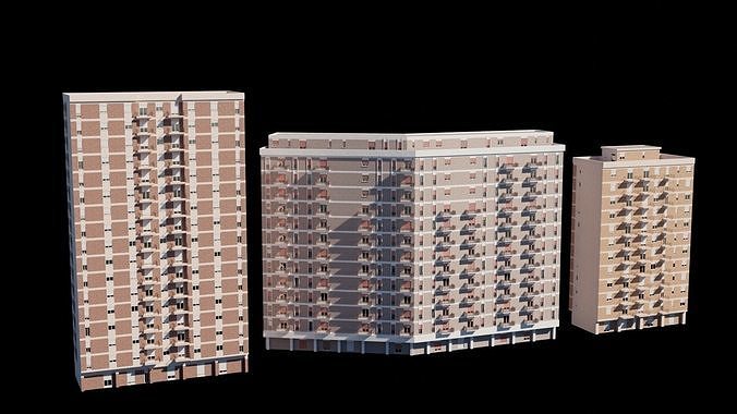 3D model Modular Residential Building Pack VR / AR / low-poly | CGTrader