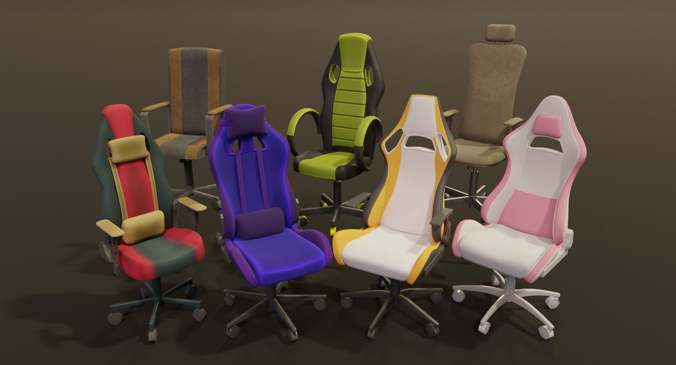 Gaming chair collection gamer streamer chair pack colorful VR / AR ...