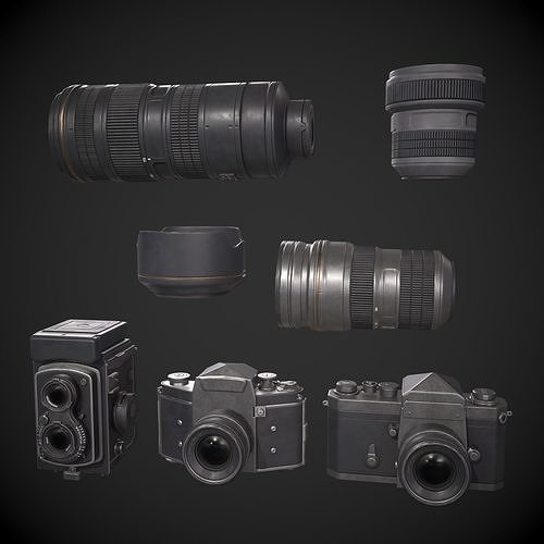 3D model Vintage Camera Set VR / AR / low-poly | CGTrader