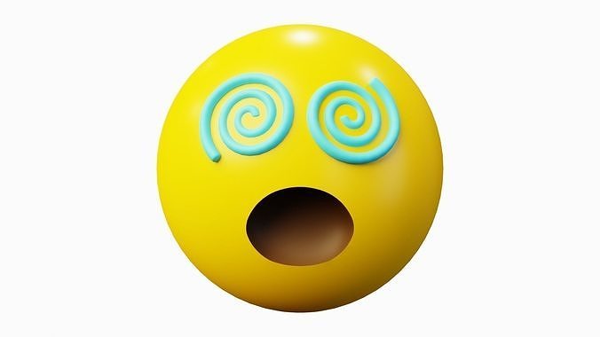 Dizzy with Spiral Eyes Emoticon Emoji or Smiley 3D model | CGTrader