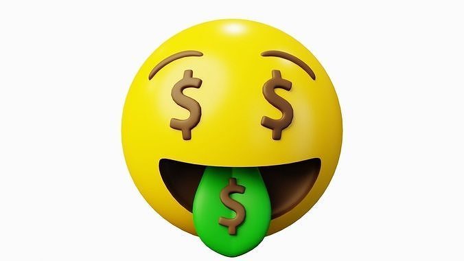 Money Eyes Tongue Face Emoticon Emoji or Smiley 3D model | CGTrader