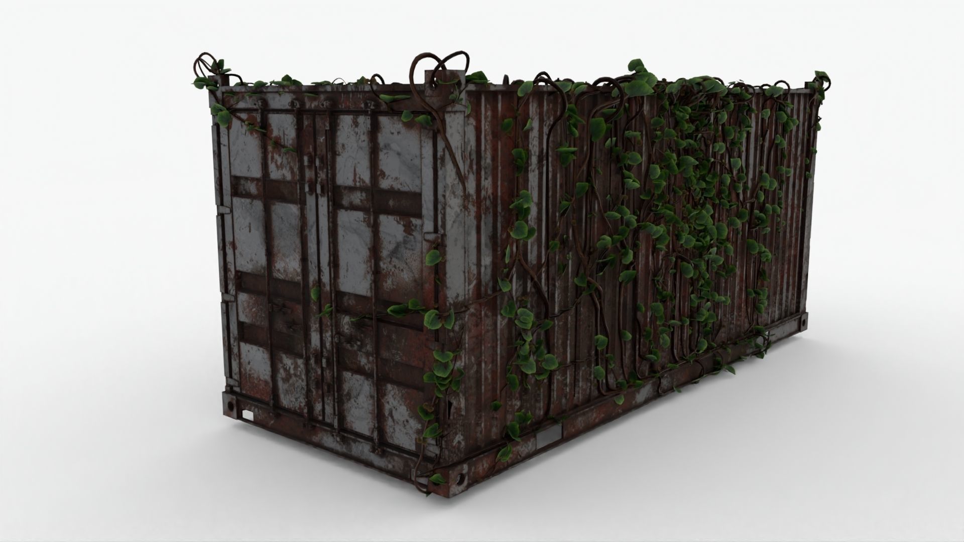3D model Old Rusty Shipping Container with Ivy VR / AR / low-poly ...