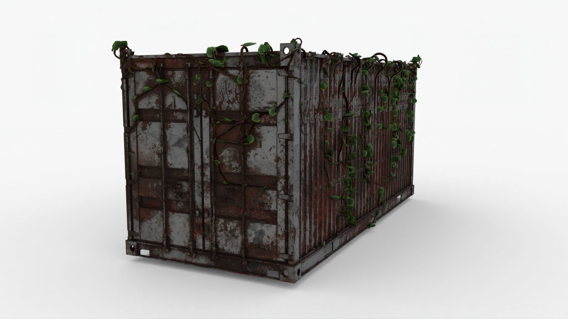 3D model Old Rusty Shipping Container with Ivy VR / AR / low-poly ...