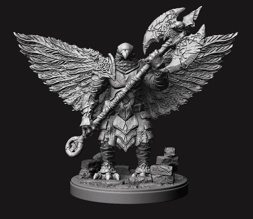 Pigeon warrior with an axe miniature free 3D model 3D printable | CGTrader