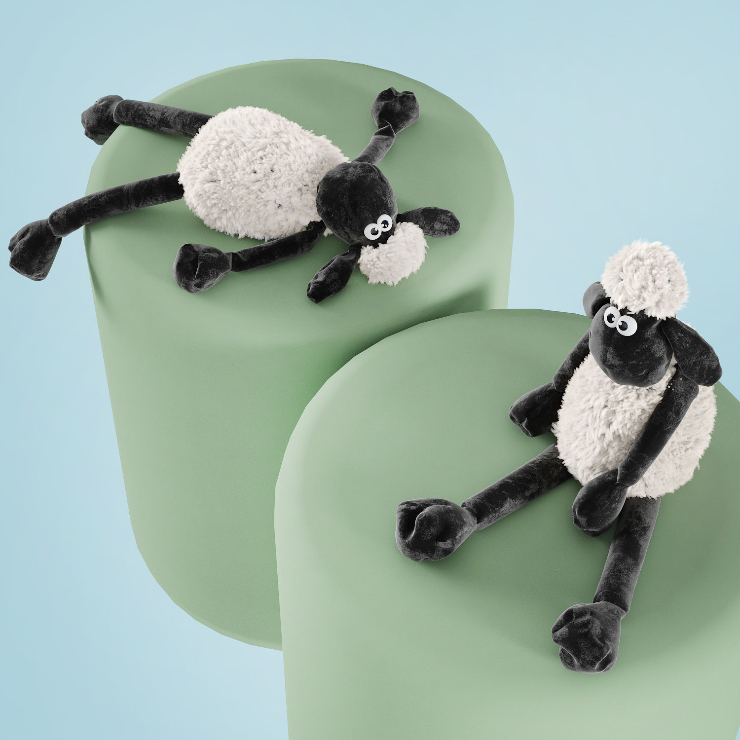 Shaun The Sheep Soft Plush Toy 01 2 poses 3D model | CGTrader
