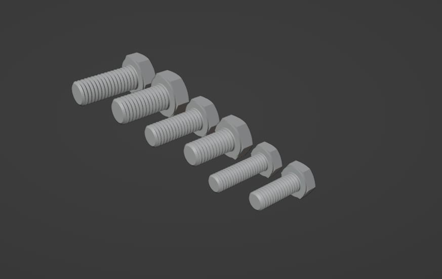 m6 16mm-20mm m8 16mm-20mm m10 20mm-25mm DIN EN 24017 Bolts 3D model 3D ...