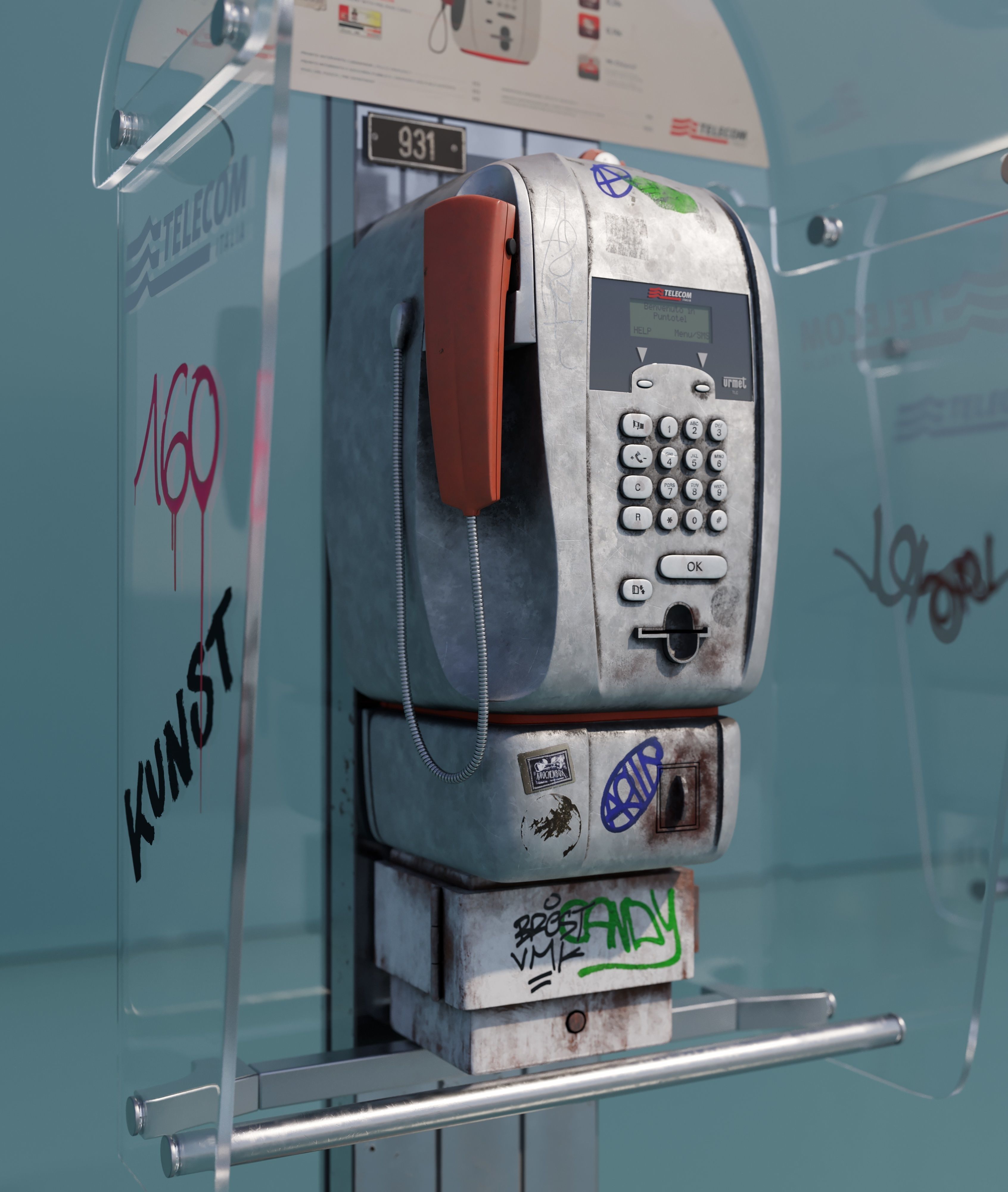 Public Phone for Cinema 4D and Corona 3D model | CGTrader