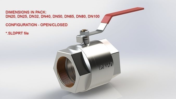 Ball Valves - inch thread - DN20-DN100 3D model | CGTrader