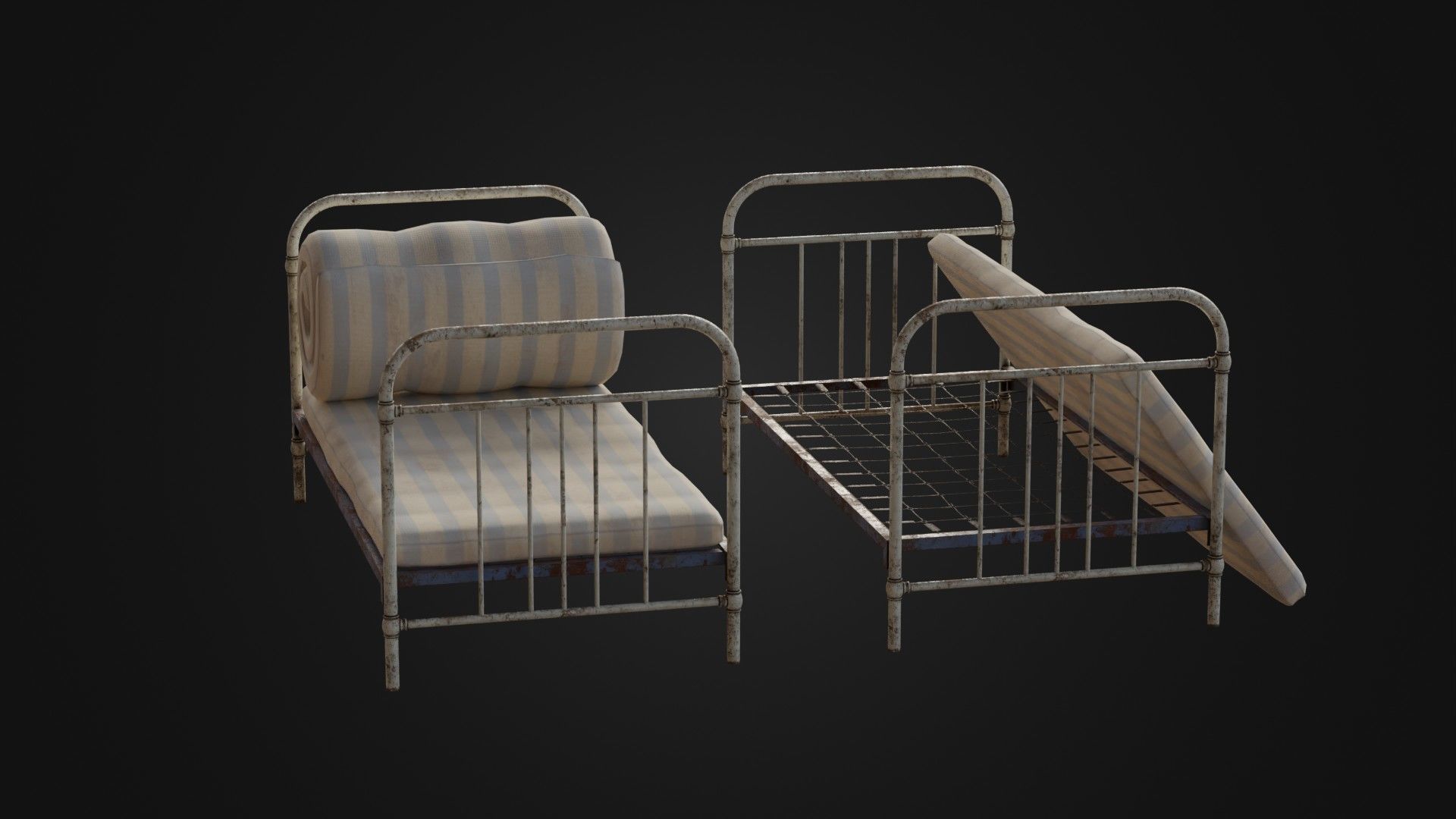 3D model Soviet Hospital Bed with Mattress VR / AR / low-poly | CGTrader