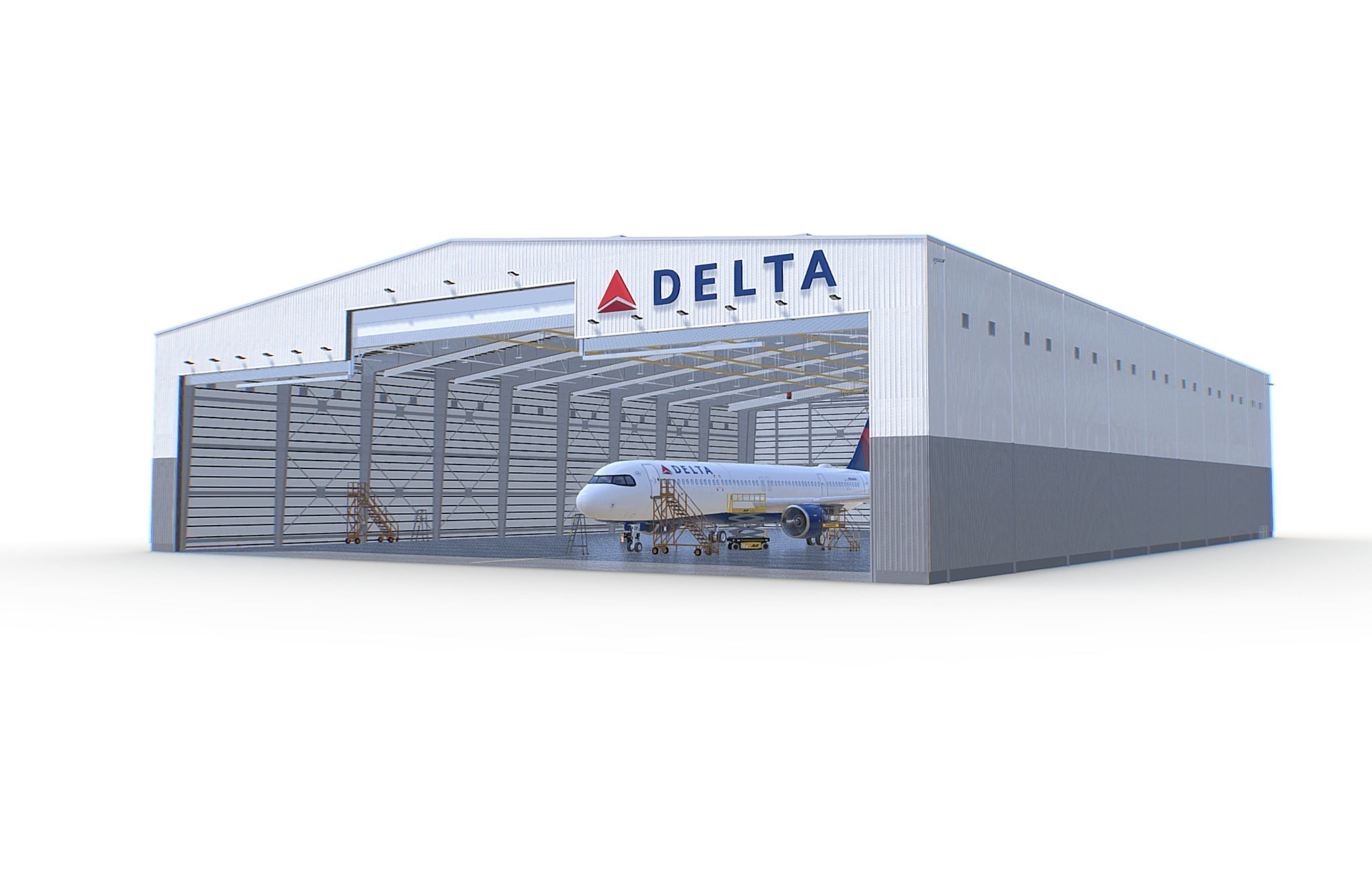 3D model Delta Airlines Maintenance Hangar A321Neo VR / AR / low-poly ...