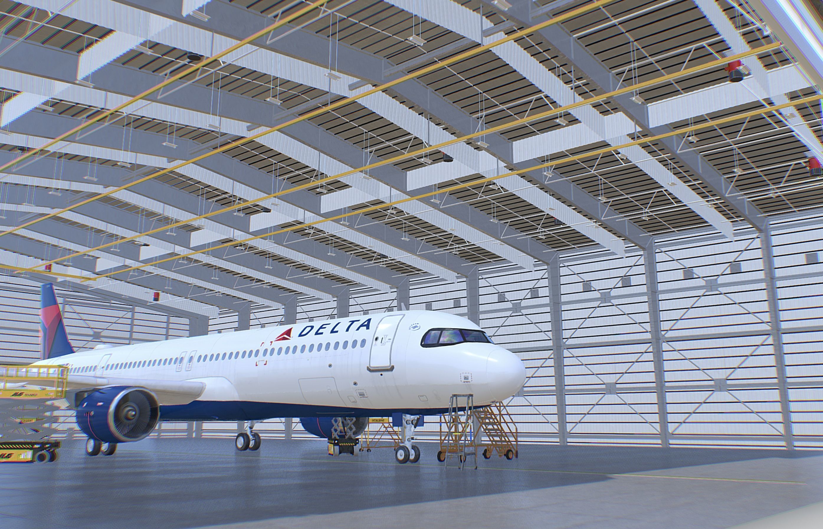 3D model Delta Airlines Maintenance Hangar A321Neo VR / AR / low-poly ...