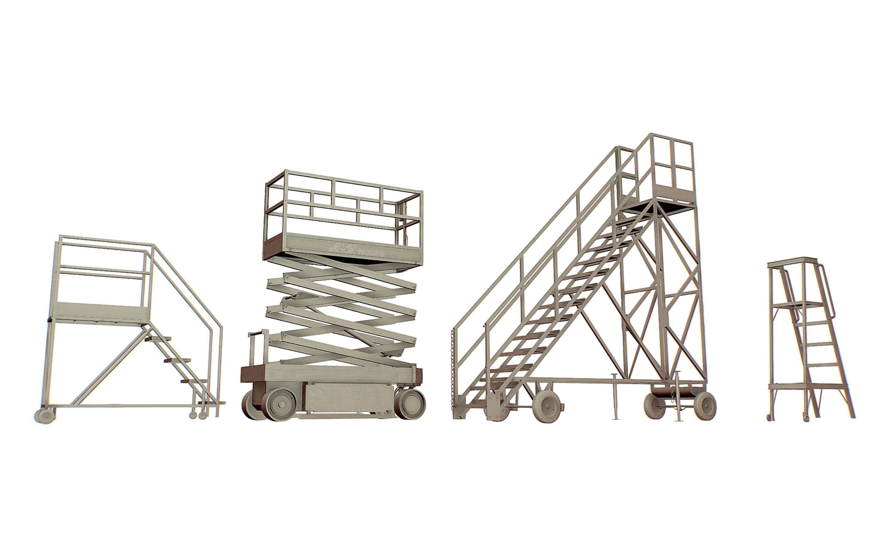 3D model Aircraft Maintenance Ladders Collection VR / AR / low-poly ...