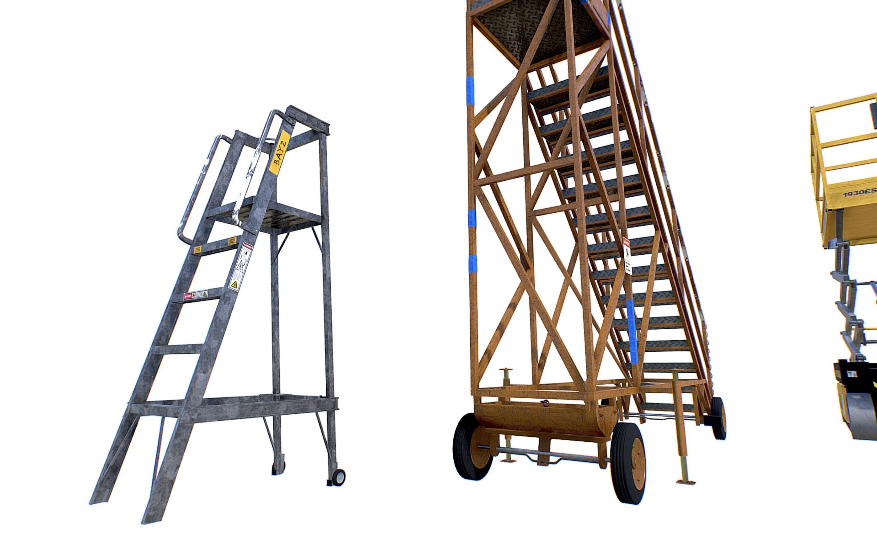 3D model Aircraft Maintenance Ladders Collection VR / AR / low-poly ...